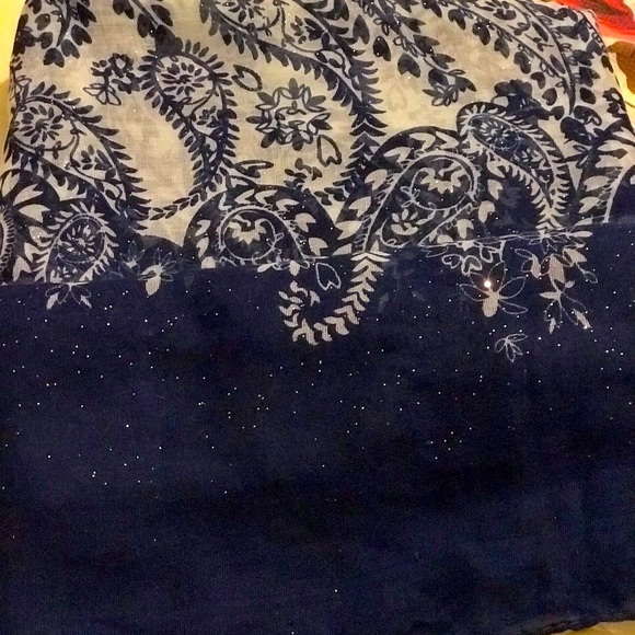 Accessories | Nwot Boho Style Stylish Midnight Bluewhite Scarf | Poshmark